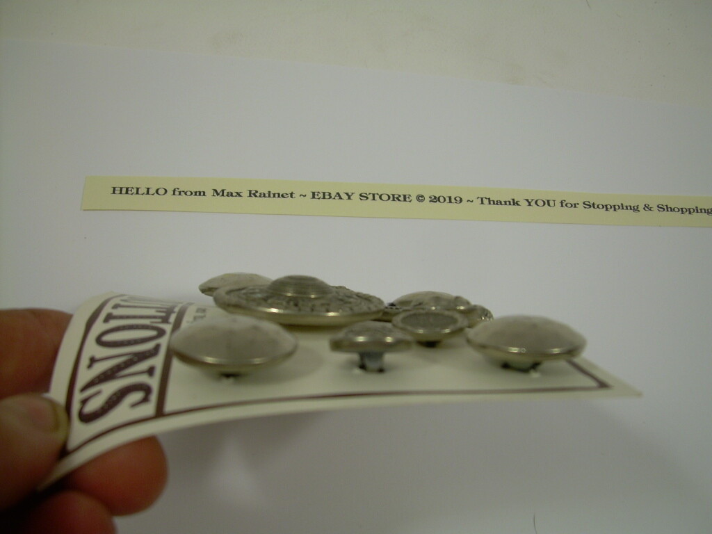 12 FANCY Silver Metal Buttons Mix ½-1½" * VINTAGE * * * * OLD STOCK art ...