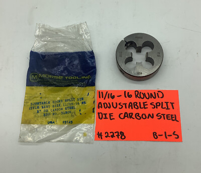 Morse Tool 11/16-16 Adjustable Round Split Die Carbon Steel USA (#2278 ...
