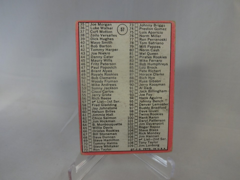 1969 Topps Baseball 1st Series Checklist Card #57 | eBay