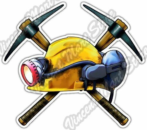 Miner Axes Mining Coal Miner Equipment Car Bumper Vinyl Sticker Decal 4 ...