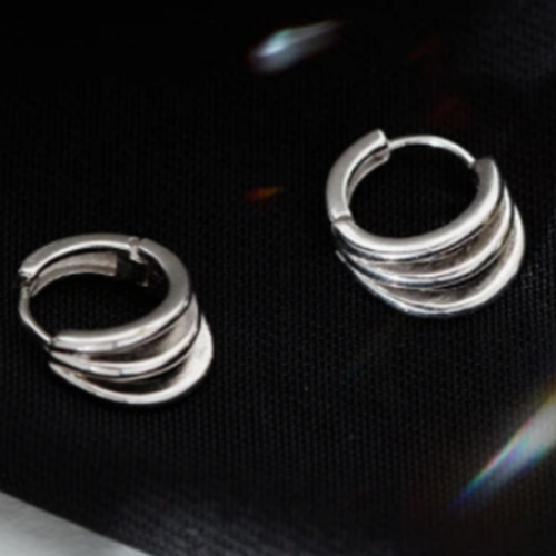 Women's Tiny Triple Loop Earrings Sterling Silver | eBay