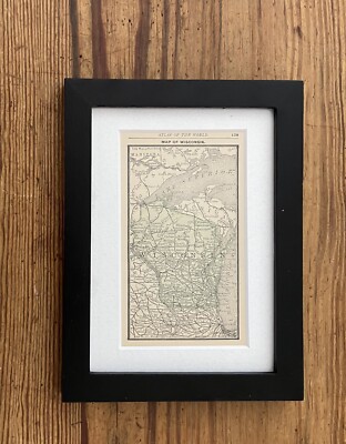 1888 Antique Framed Original Wisconsin State Map Tiny Wisconsin Map | eBay