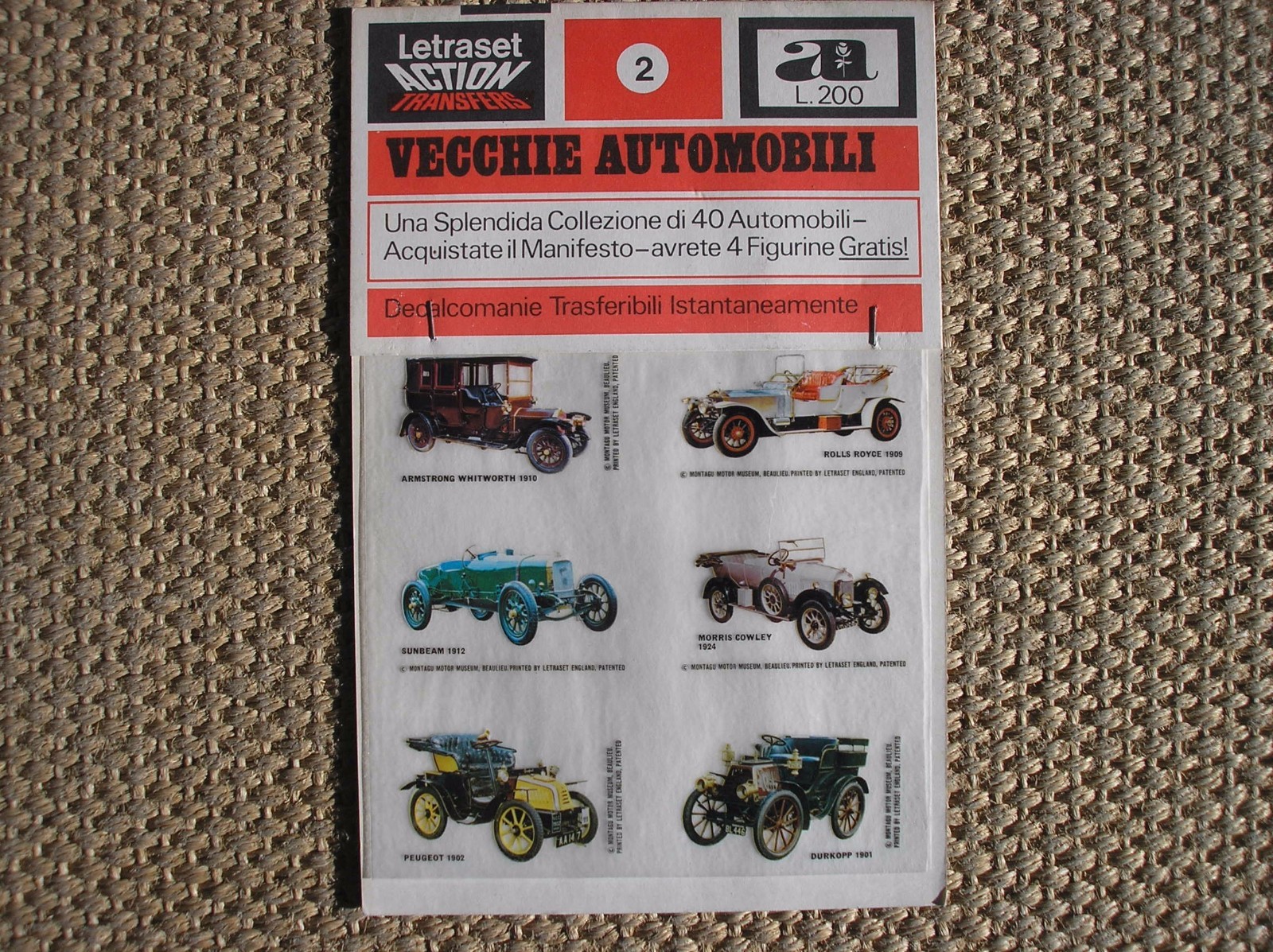 LETRASET ACTION TRANSFERS VETERAN CARS 2 1971 MONDADORI DECALCOMANIE ...