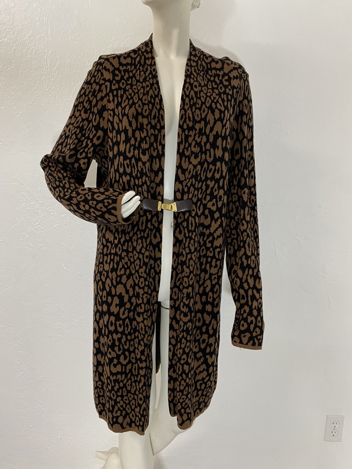 Elegant Leopard Print Fall Winter Womens Cardigan Swe… - Gem