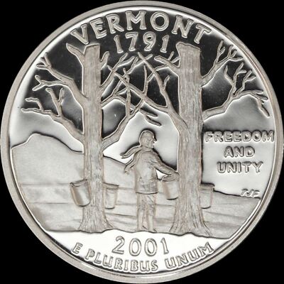 2001 S Vermont State Quarter Gem PROOF Deep Cameo CN-Clad Coin | eBay
