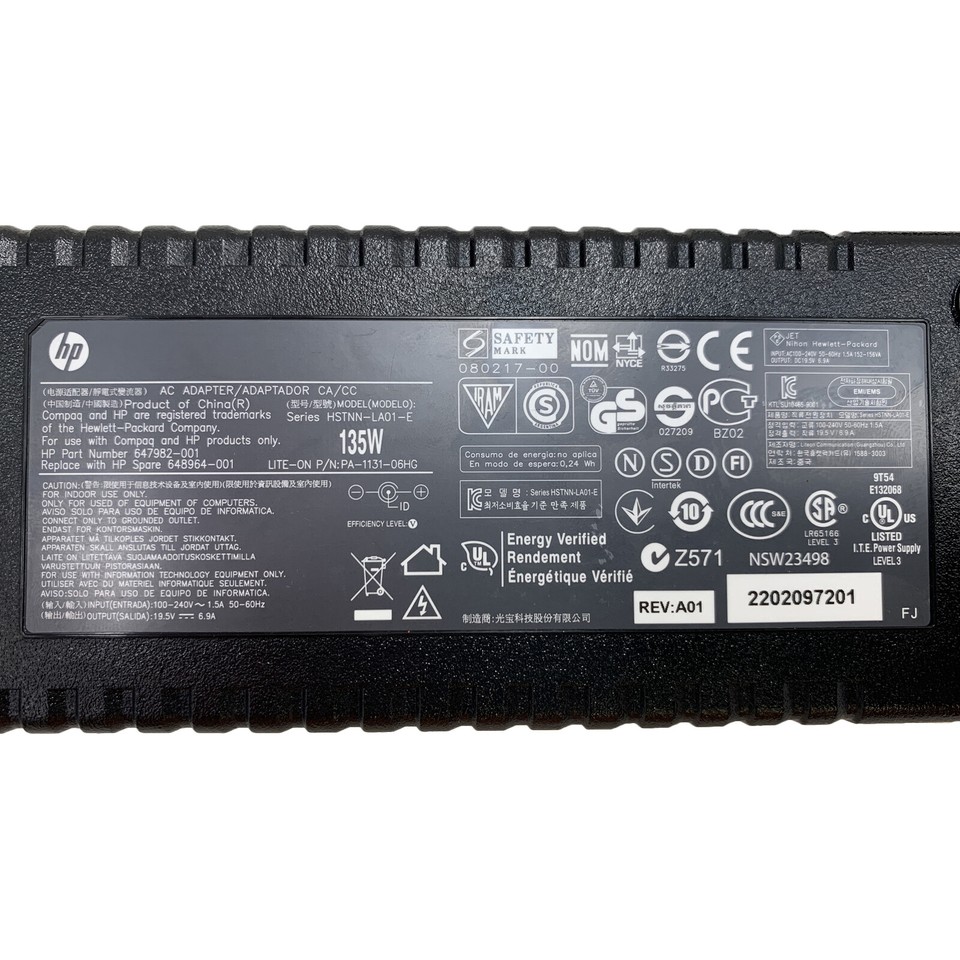 Genuine 135W HP AC DC Adapter for HP Thunderbolt Dock 120W G4 HSN-IX03 ...
