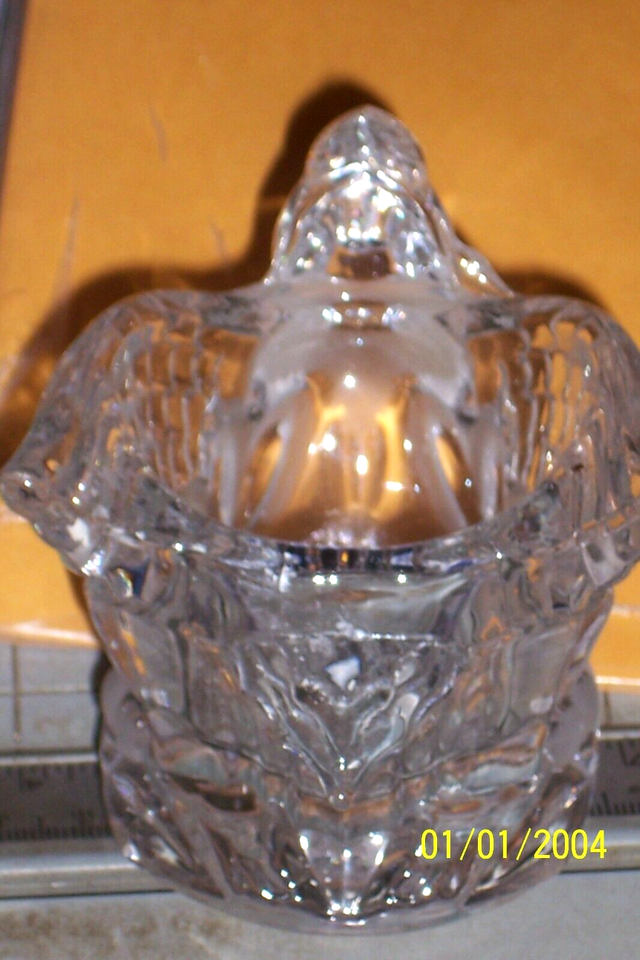 Gorham Cardinal Votive Crystal Candle Holder Clear & Frosted Glass Bird ...