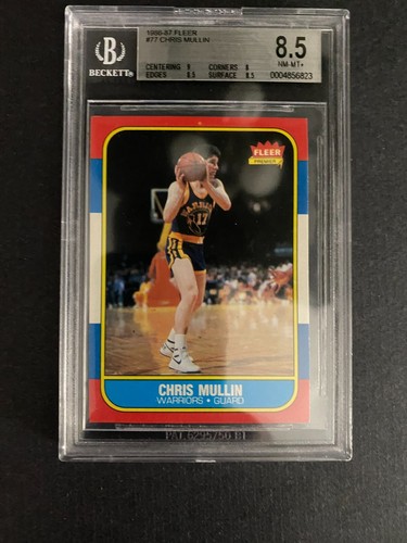 1986 FLEER BASKETBALL SET BREAK # 77 CHRIS MULLIN ROOKIE BGS 8.5 NM ...