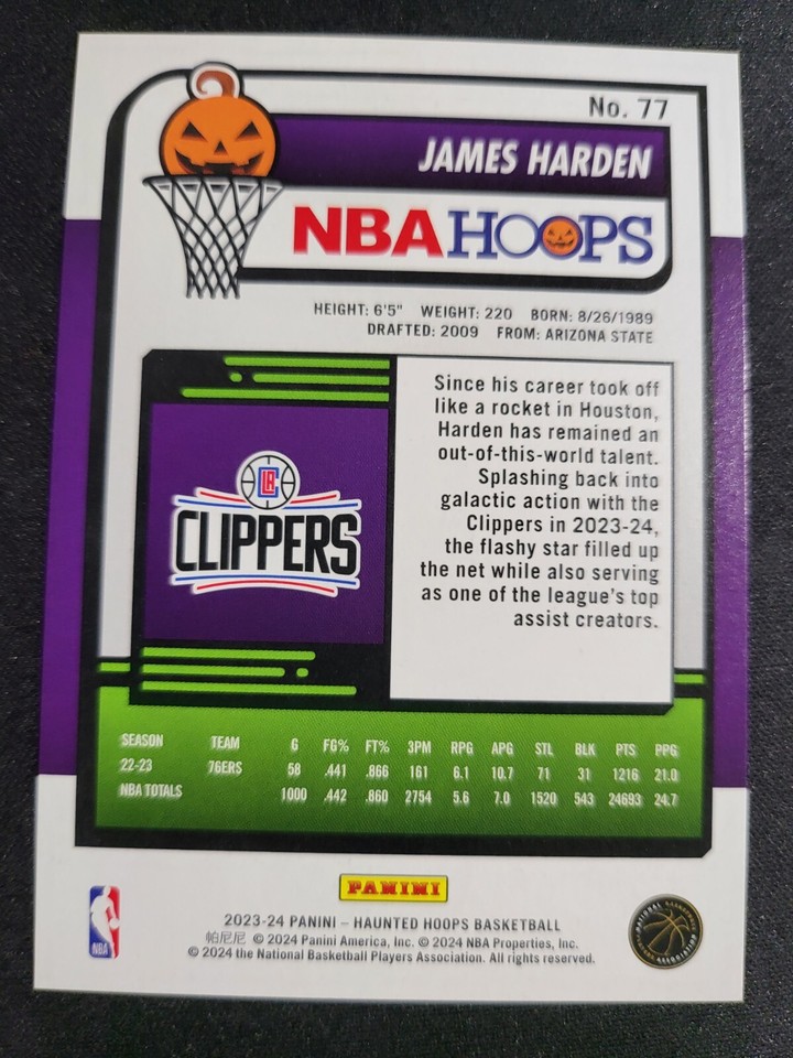 2023-24 Panini NBA Haunted Hoops James Harden #77 Clippers | eBay