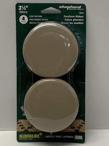 Furniture Sliders 4 Pack 3-1/2-Inch Reusable Low Friction Round Slider ...