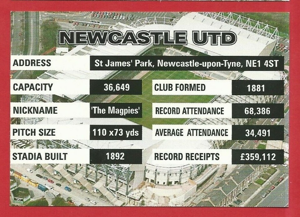 FOOTBALL CARDS - 1996 FOOTBALL GROUNDS / STADIUM - PICK YOUR CARDS ...