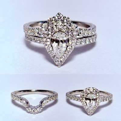 Neil Lane 14K White Gold 1.16ctw Diamond Size 5.75 Wedding Ring Set 5 ...