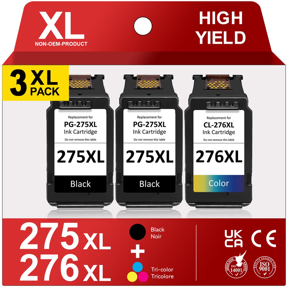 PG-275XL CL-276XL Ink Cartridges for Canon PIXMA TS3500 TS3520 TR4720 ...