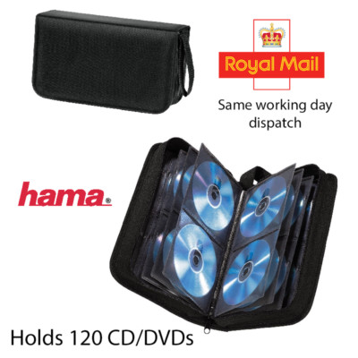 Hama 120 CD/DVD/BLURAY Wallet Storage Carry Case + Handle Nylon Black ...