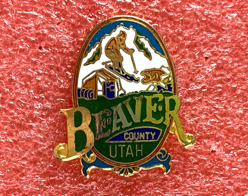T31 Pins BEAVER COUNTY UTAH Ski Fishing Bass Enamel Vintage Souvenir ...