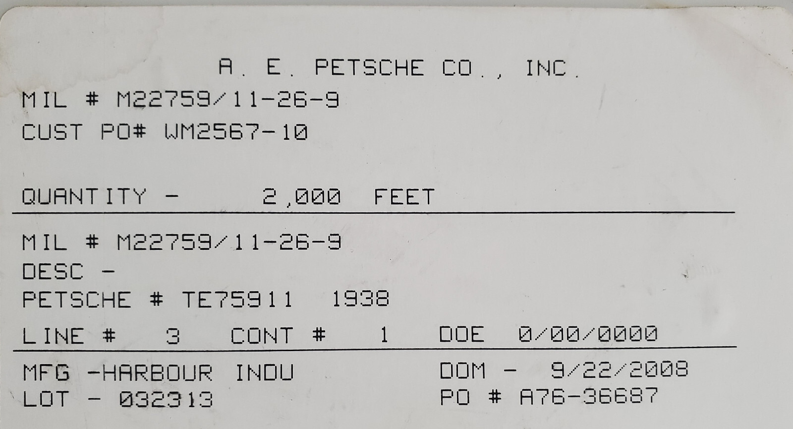 A.E Petsche M22759/11-26-9 MIL Spec Hook-Up Wire (10FT Per) | eBay