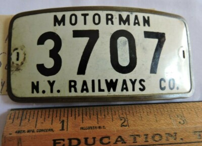 1920 New York Railways NYC Subway Trolley NYR Motorman Hat Badge | eBay