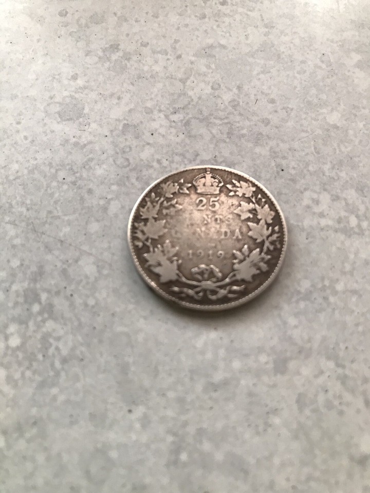 RARE - 1919 - 25 Cent Candian "GEORGIVS V DEI GRA REX ET IND IMP" Coin ...