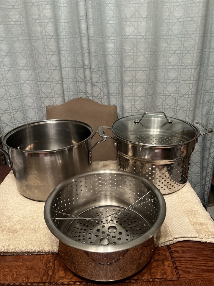 Calphalon 8Qt 8608MP Stainless Stock Pot With Lid, Strainer And ...