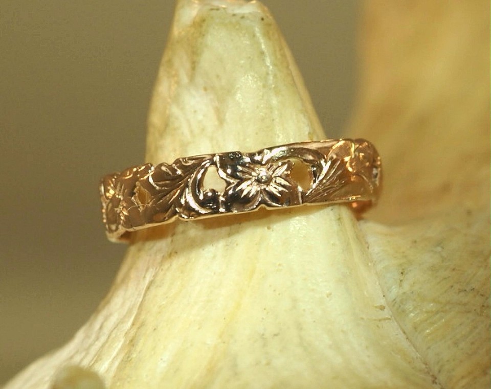 4MM SOLID 14K ROSE GOLD PIERCED HAWAIIAN QUEEN EMMA SCROLLS ADJUSTABLE ...