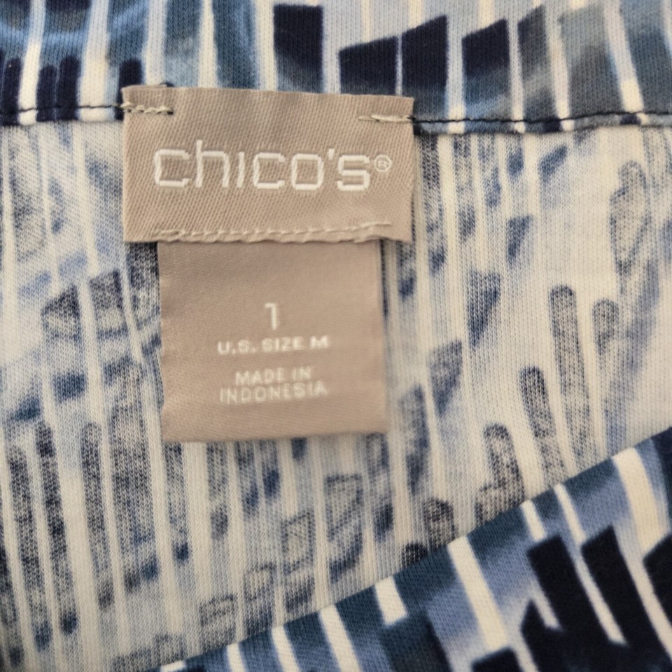 Chico's Cool-Toned Wave-Print Top Size 1 (New) | eBay