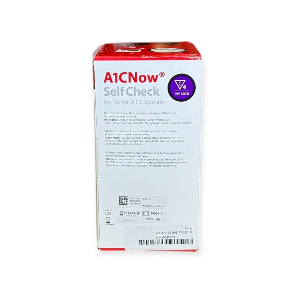 PTS Diagnostics PTS 3070 A1CNow Self Check Diabetes Test Kit HbA1c 4 ...