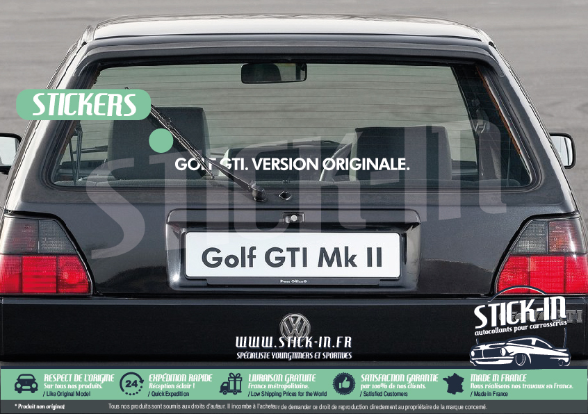Volkswagen Sticker Golf Gti. Version Originale. Glasses Rear Stickers ...