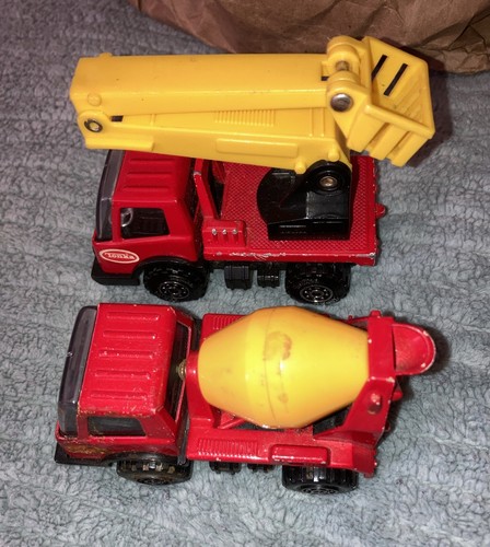 Tonka Japan Cement Mixer & Bucket Lift 3” Truck Red Steel 70's Diecast ...