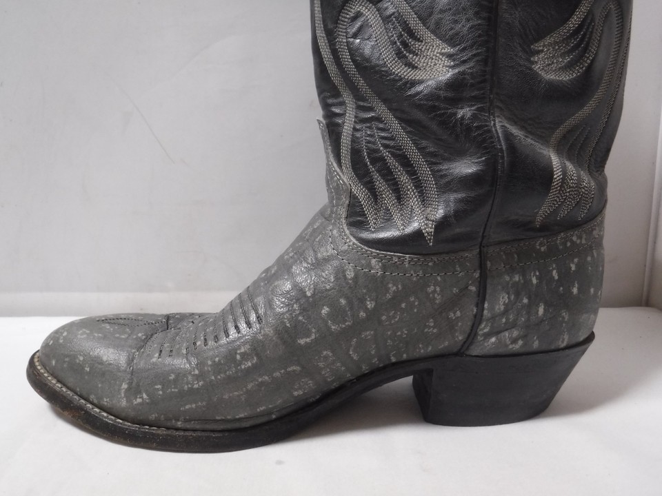 J Chisholm Cowboy Dover Boots Men's Black Gray Western USA Size 9.5 EE ...