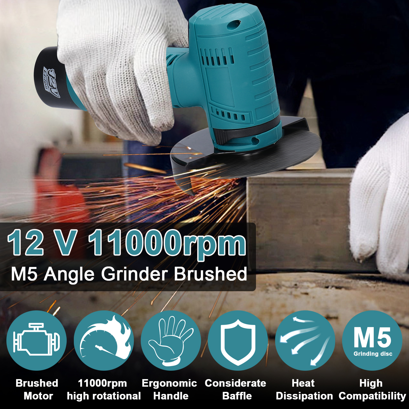Portable Cordless Angle Grinder Circular Angle Grinding Cutting Machine ...