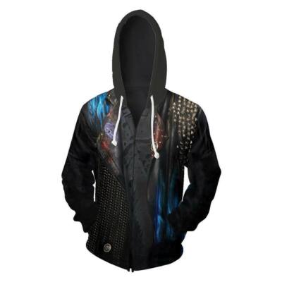 Descendants 3 Hades Cosplay Costume Black Adult Hoodie Zip-up ...