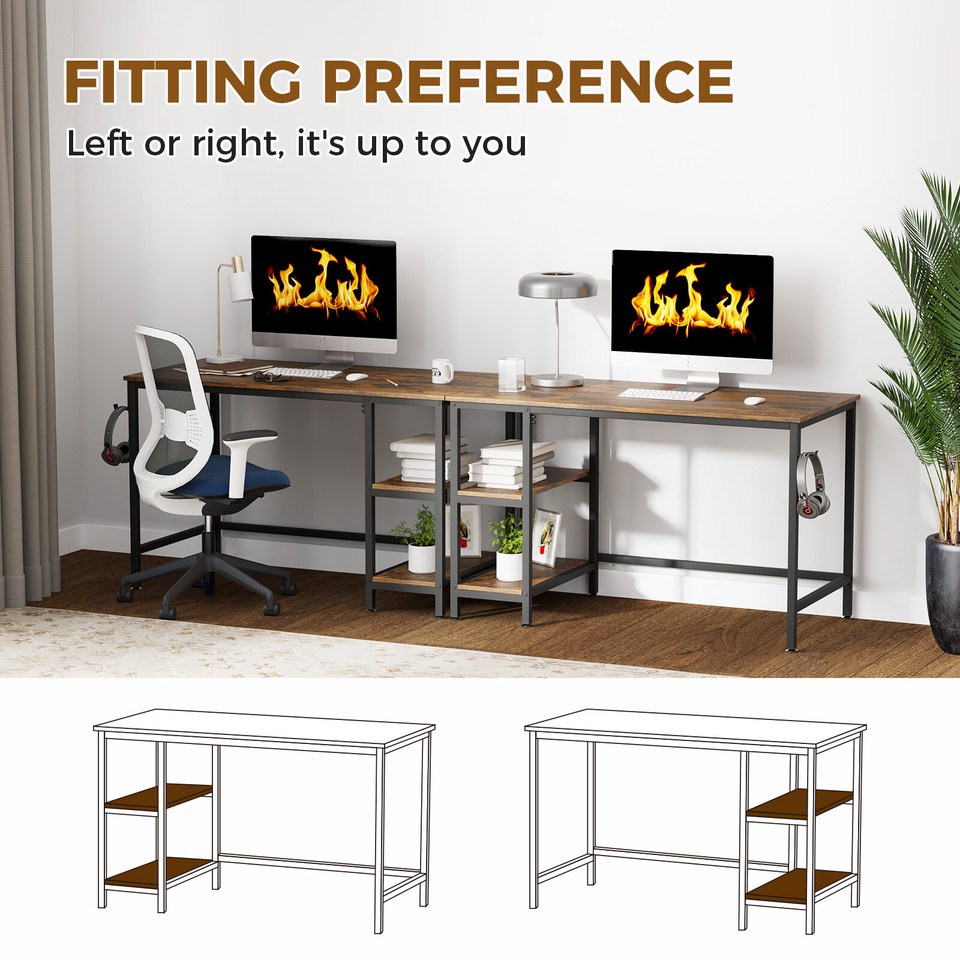 Work desk Workstation Pc Storage Writing Study Computer 2-tier Home ...