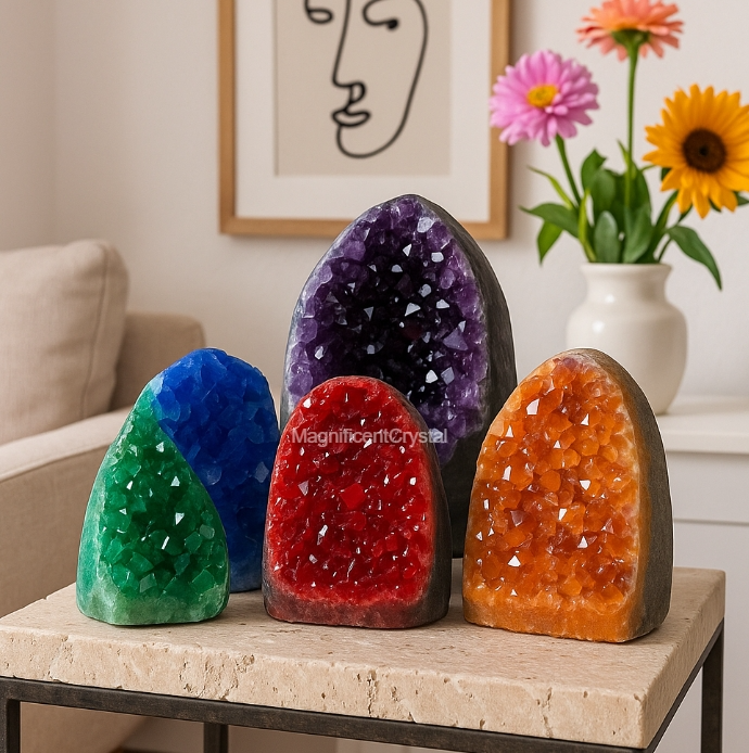 5PCS/Set Multicolor Geode Quartz Cluster Crystal Healing Reiki Gift ...