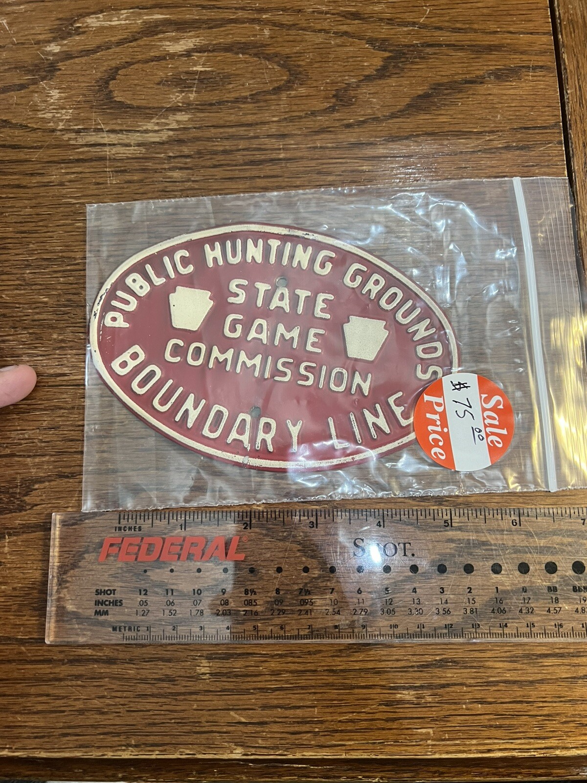 VINTAGE PA GAME COMMISSION BOUNDARY LINE EMBOSSED TIN SIGN FOREST 1950 ...