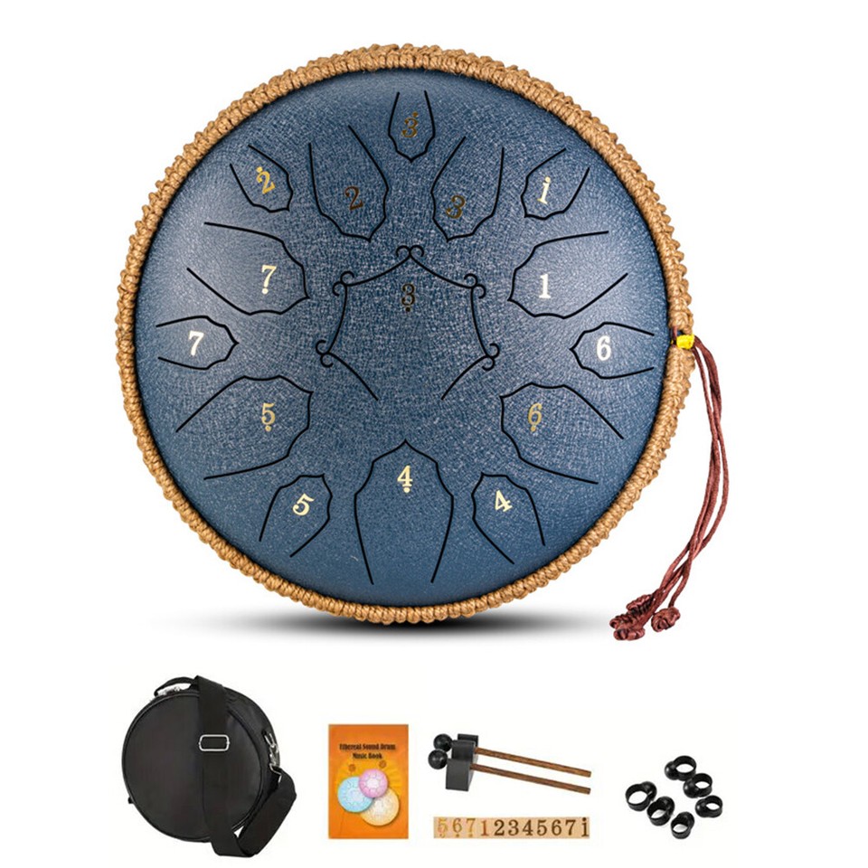 Steel Tongue Drum 15 Notes 12 Inch D-Key Panda Balmy Drum Percussion ...