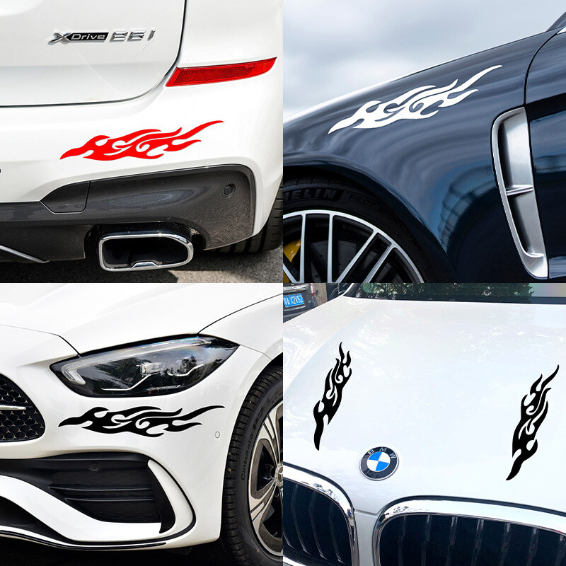 Set of 2- Flames Fire Car Side Rear View Mirror Auto Decal Truck Racing ...