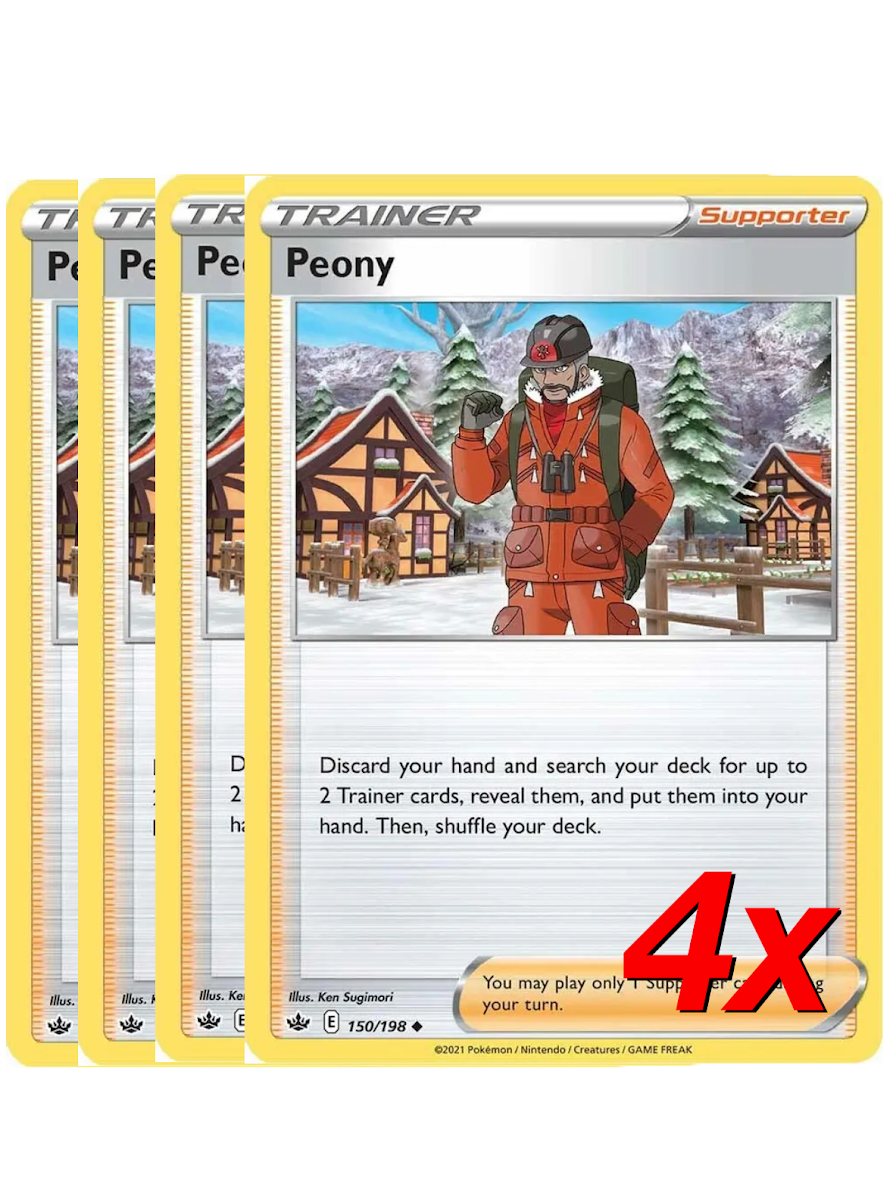 Pokemon Peony Uncommon x4 Playset Trainer Card 150/198 Chilling Reign ...