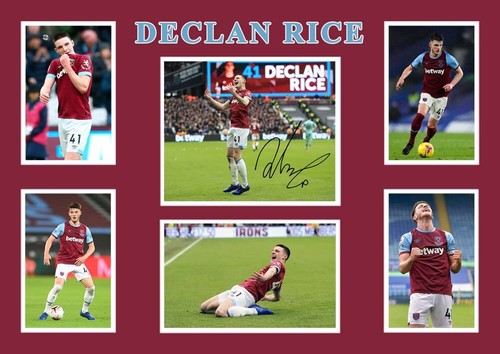DECLAN RICE Signed A4 Autograph PHOTO Montage Signature Print WEST HAM ...