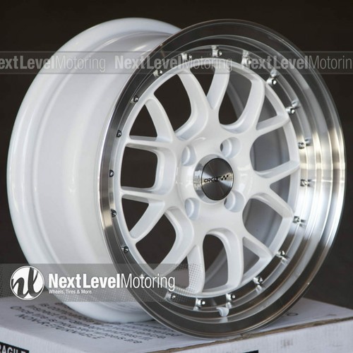 Circuit CP27 15x7 4x100 +35 White Wheels Rims Fits Honda Civic EG EK ...