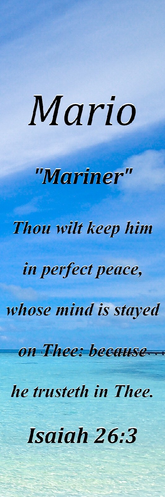 Mario "Mariner" Keepsake Name Meaning Bookmark with Bible Verse and ...