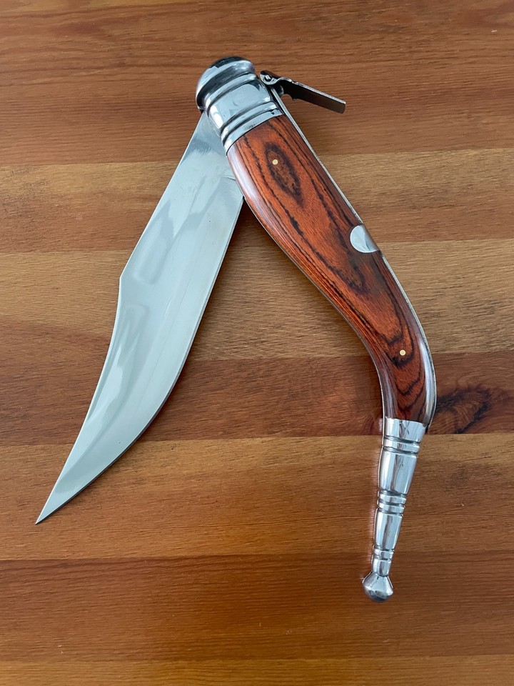 9" Blade Giant Navaja Sevillana Folding Knife Red Wood Scales w ...