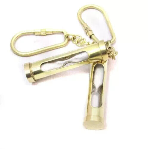 Pack Of 10 Pcs Solid Brass Mini Maritime Sand Timer Key Chain Ring ...