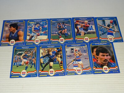 FOOTSCRAY BULLDOGS 1986 SCANLENS * NINE( 9 ) AFL CARDS NOS 78, 80-87 ...