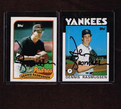 1986 1989 Topps Dennis Rasmussen Signed Cards Padres Yankees Autograph ...