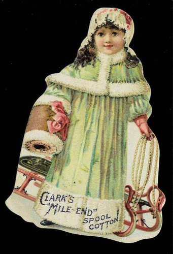 Diecut, little girl with sled WU-D19-0019 | eBay