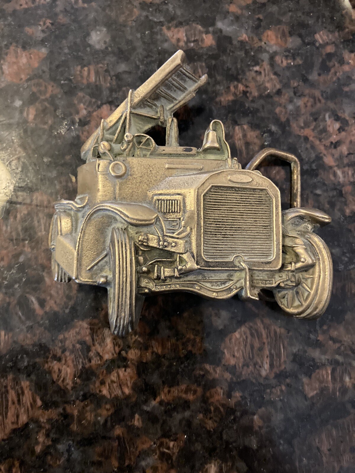 Vintage FIRE TRUCK FIRE ENGINE Baron Solid Brass Belt… - Gem