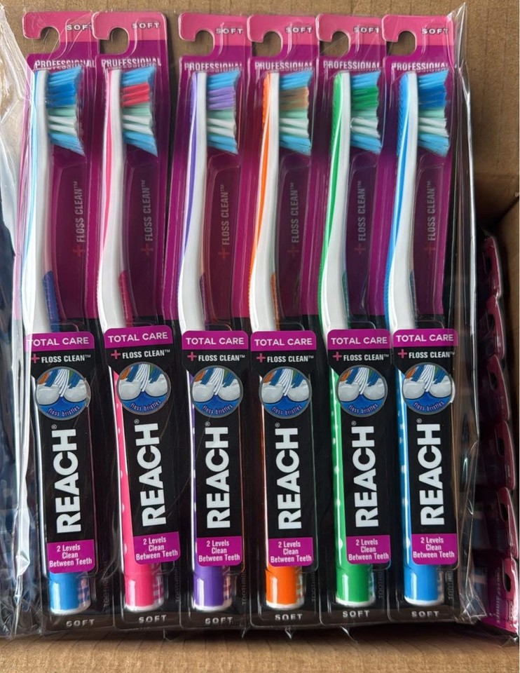 LOT OF 6 - 6 PACKS REACH ULTRA CLEAN TOTAL CARE FLOSS CLEAN TOOTHBRUSH ...