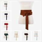 Lady Japanese Faux Suede Belt Corset Wide Kimono Retro Obi Bows Coat ...