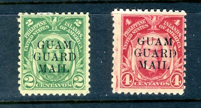 1930 US Local Guam Stamps: Guard Mail Overprint on Philippine , SC#M5,6 ...
