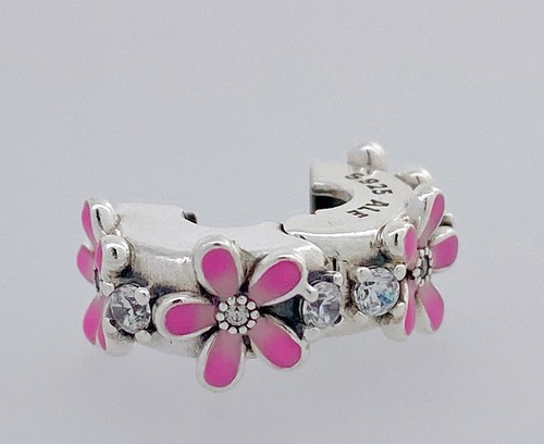 New 100% Authentic PANDORA 925 Silver Pink Daisy Flower Clip Charm ...